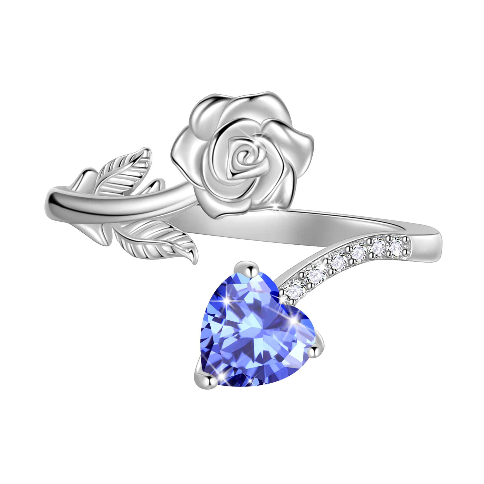 Personalized Heart Design Birthstone Family Ring in Sterling Silver ...