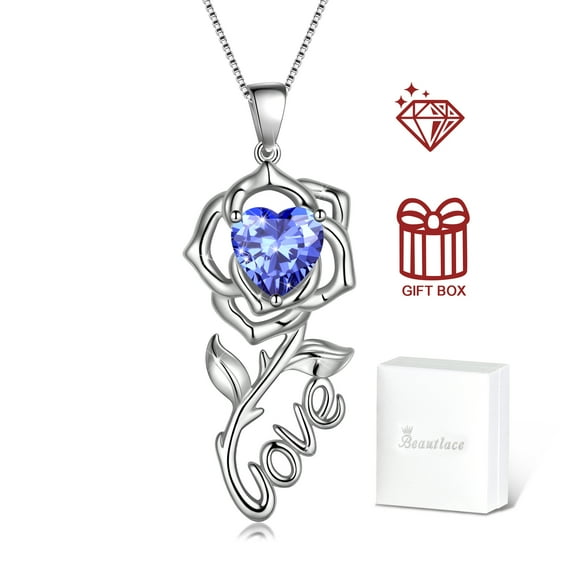 Cross Necklace for Women 925 Sterling Silver Birthstone Necklace ...