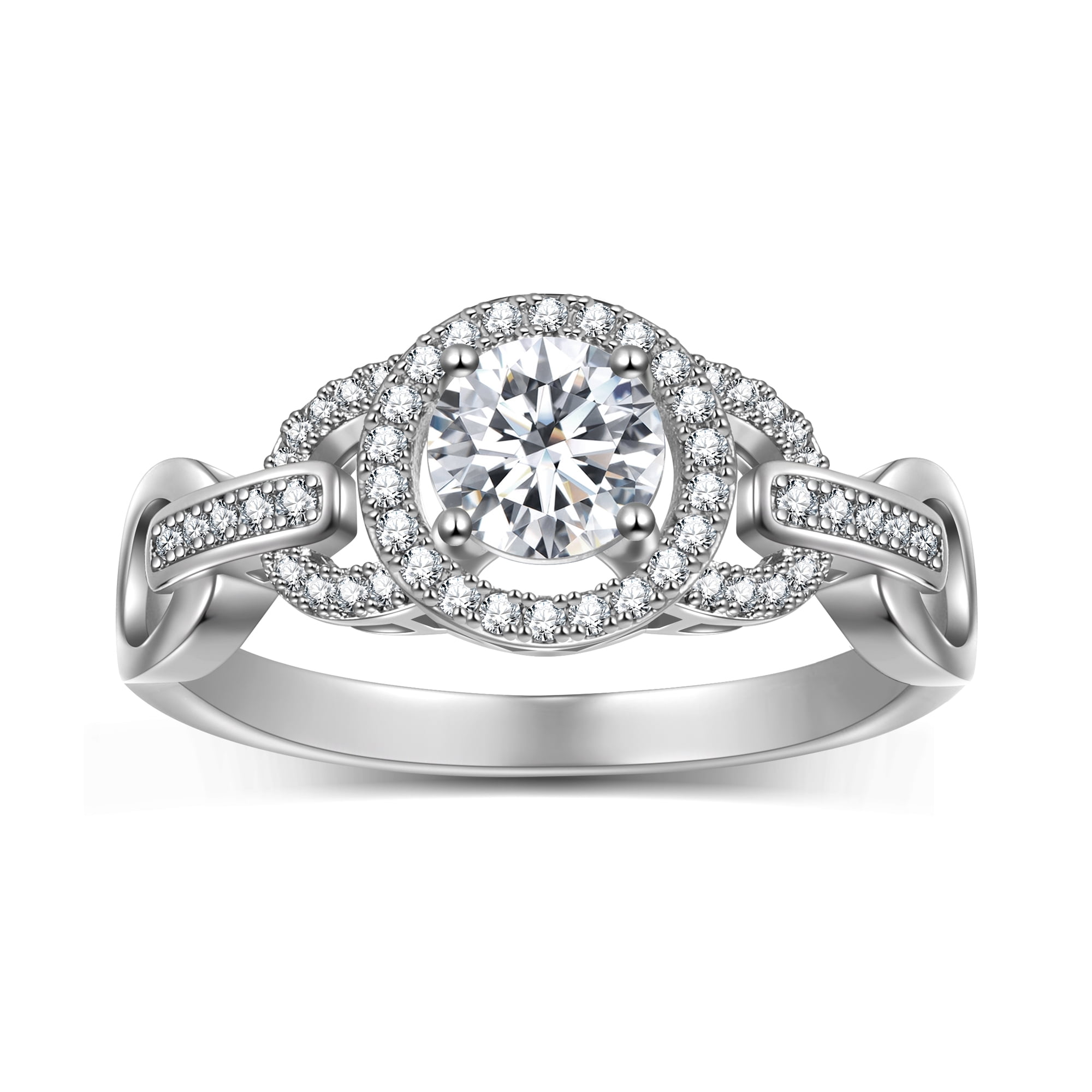 Beautlace Round Moissanite Engagement Rings,925 Sterling Silver Classic Promise Ring 0.8CT ...