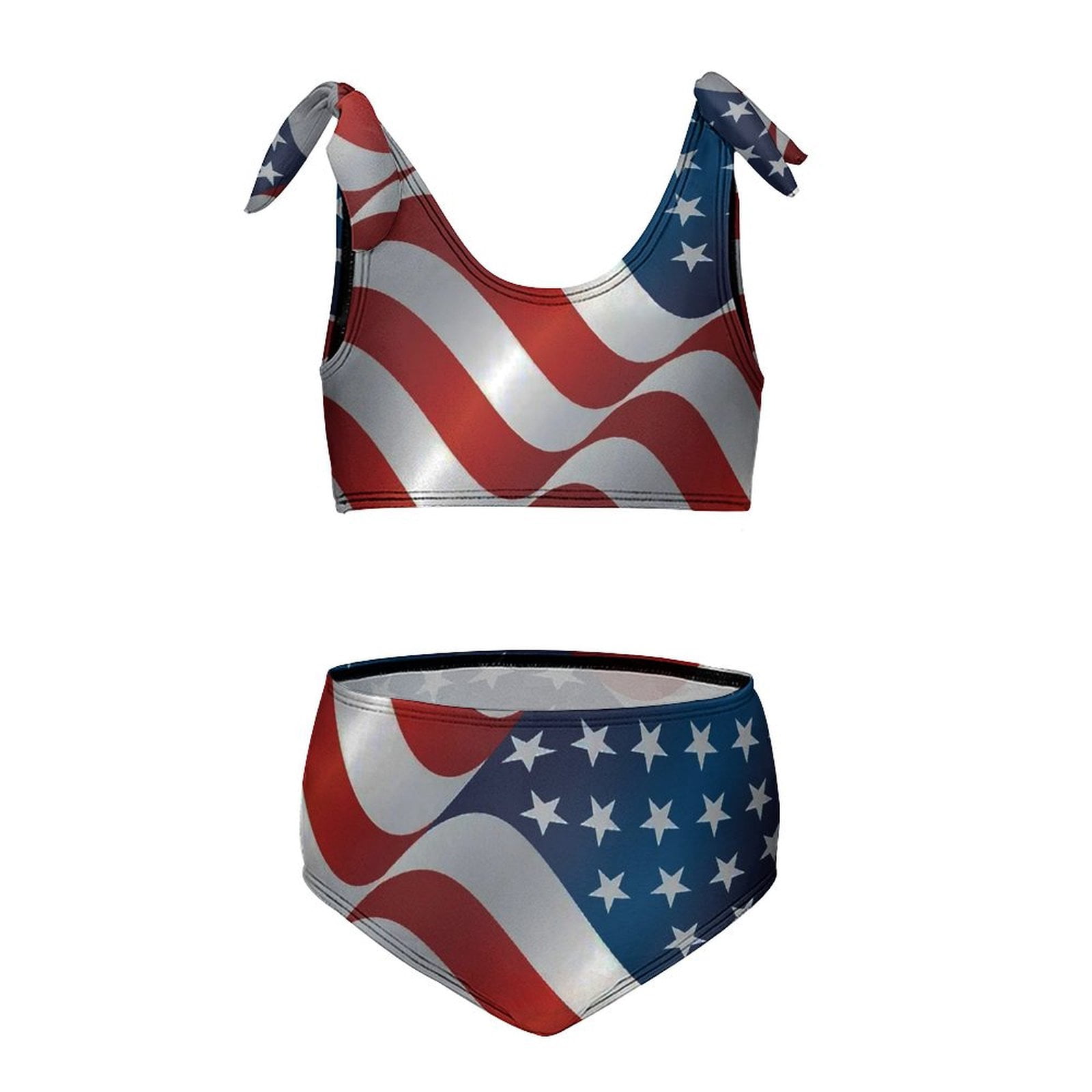 Beauty American Flag With Light Effect Girl's 2 Piece Bikini Set Beach ...