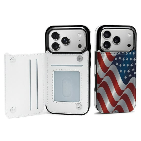 Beauty American Flag With Light Effect Leather Wallet Case for iPhone ...