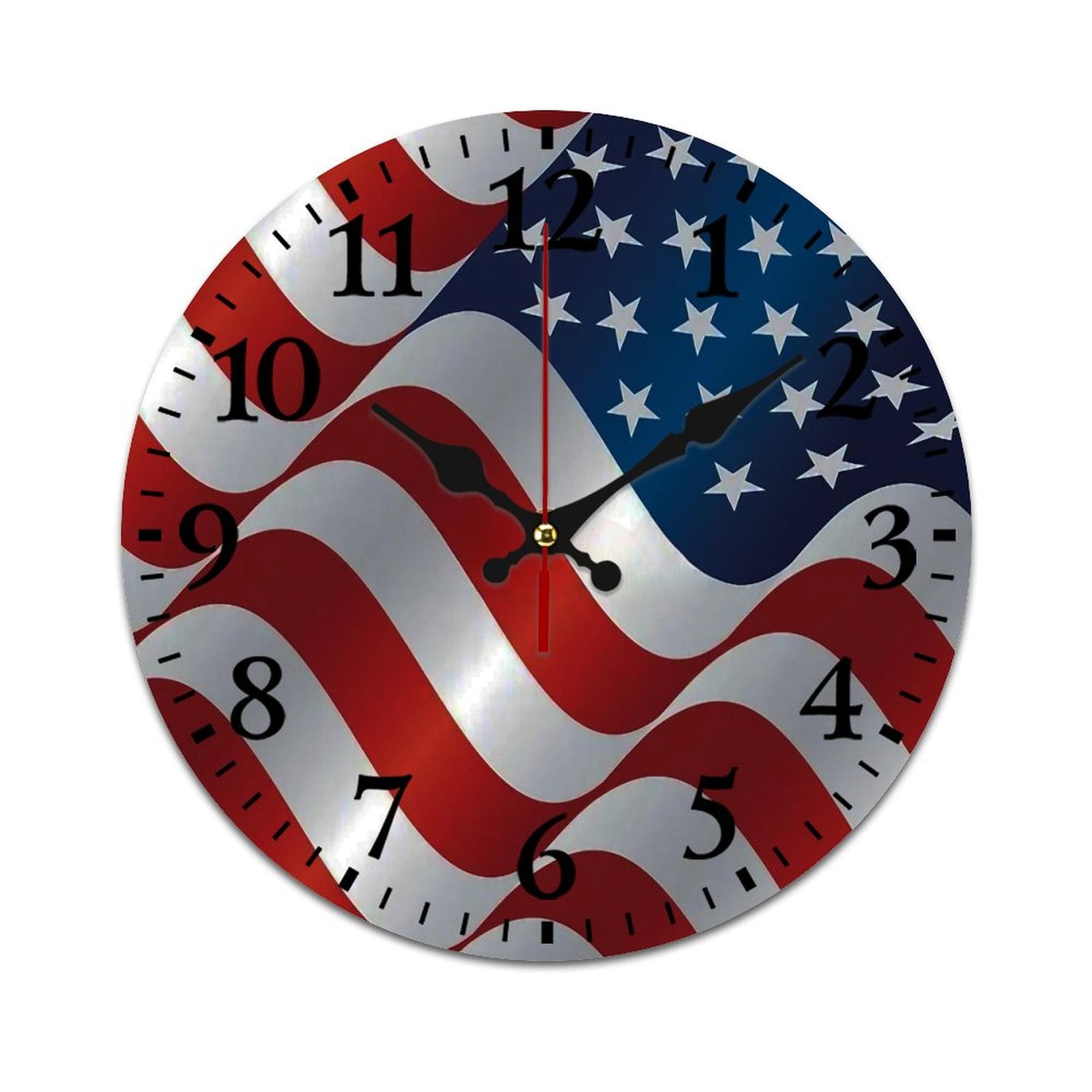 Beauty American Flag With Light Effect Wall Clock Modern Design Clocks ...