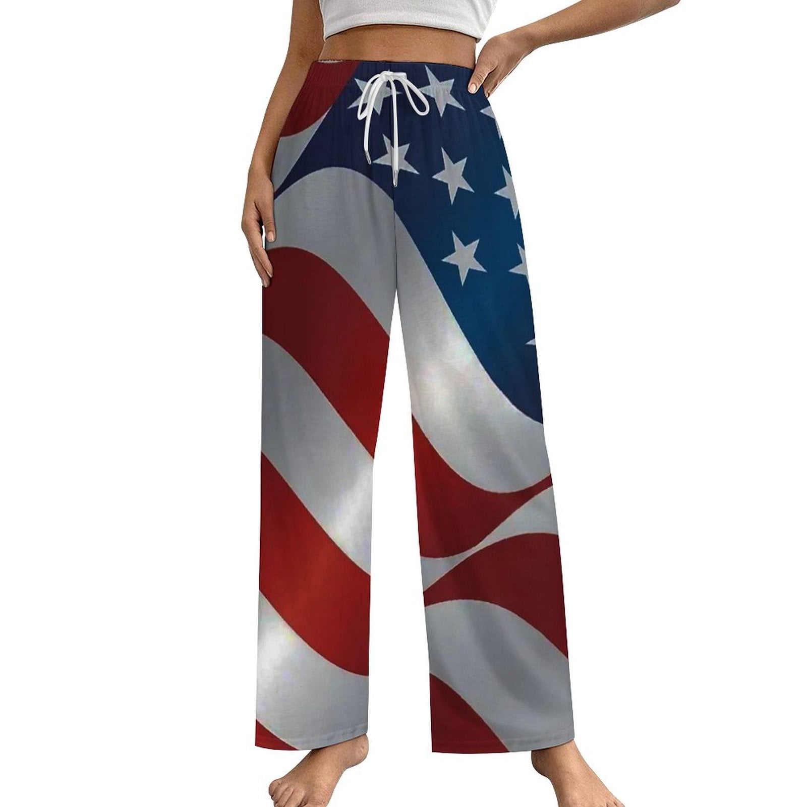 Beauty American Flag With Light Effect Women's Pajamas Pajama Pants ...