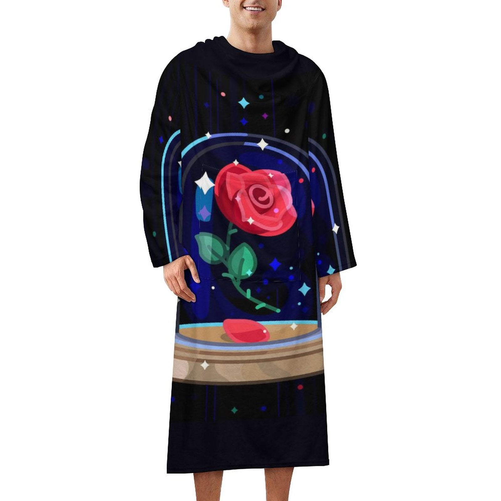 Beauty And Beast Wearable Blanket with Sleeves and Pocket Comfy Flannel ...