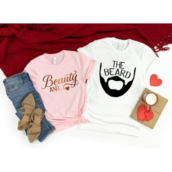 Beauty And The Beard Tees,Valentines Day Couples Shirts,His and Her ...