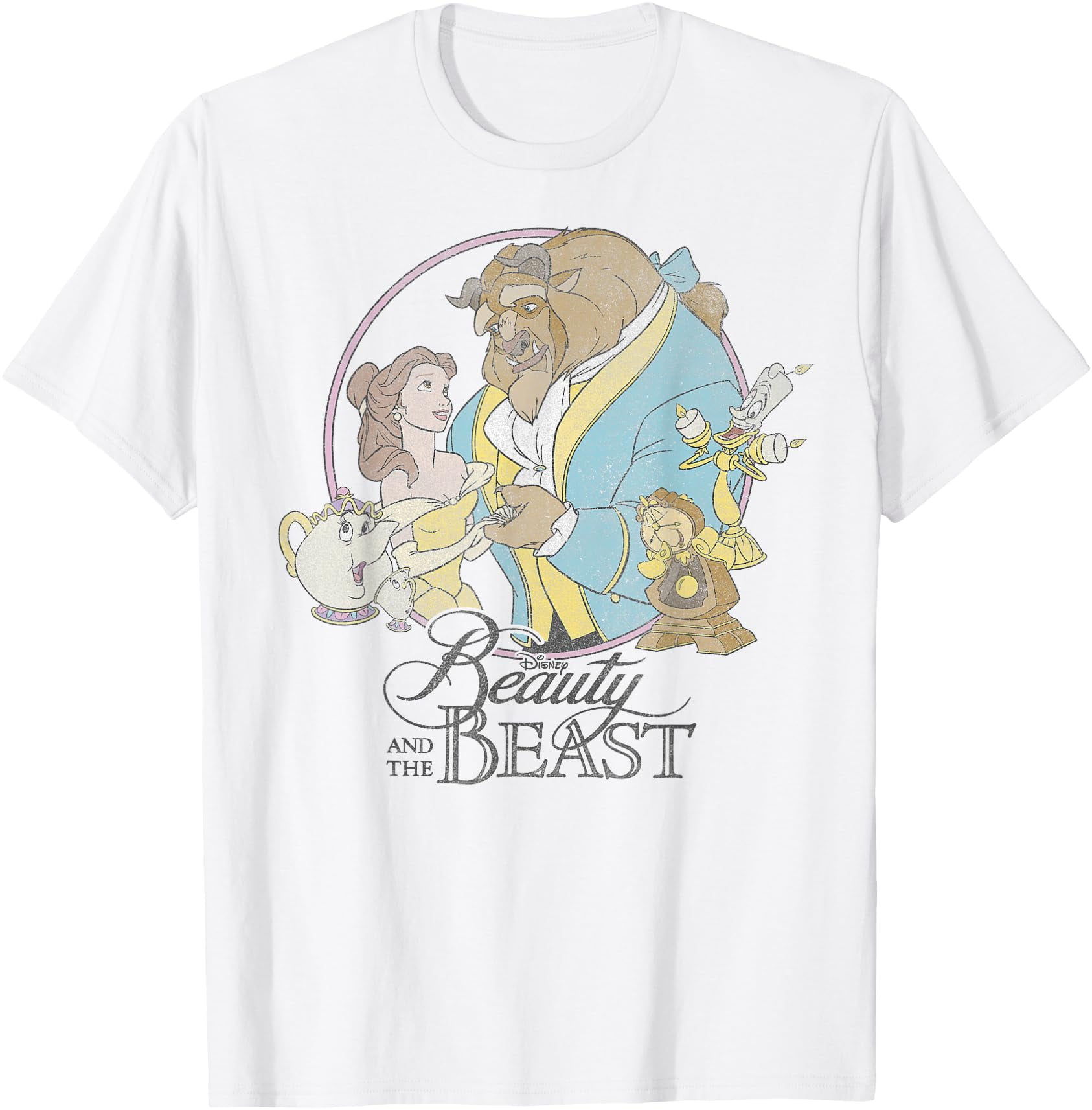 Beauty And The Beast Classic Group Shot DTG Print Unisex T-Shirt,White ...