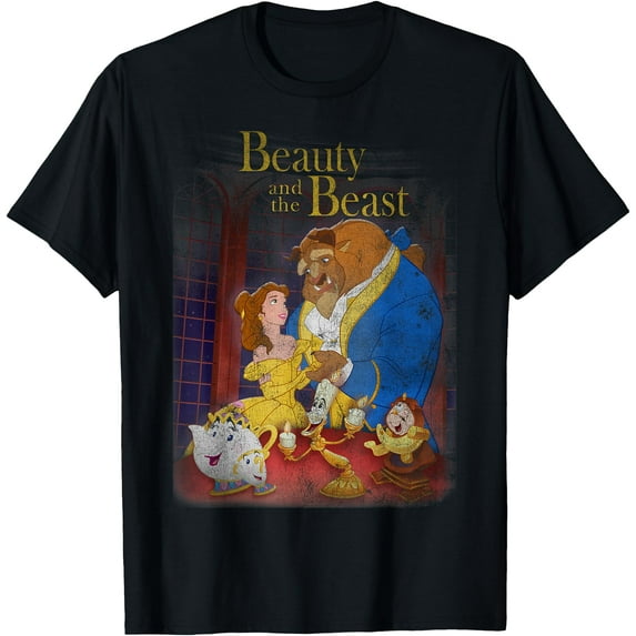 Beauty And The Beast Distressed Vintage Group Shot DTG Print Unisex T ...