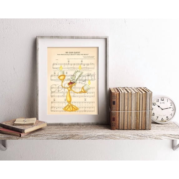 Beauty And The Beast Lumiere Be Our Guest Sheet Music Art Print Wall ...