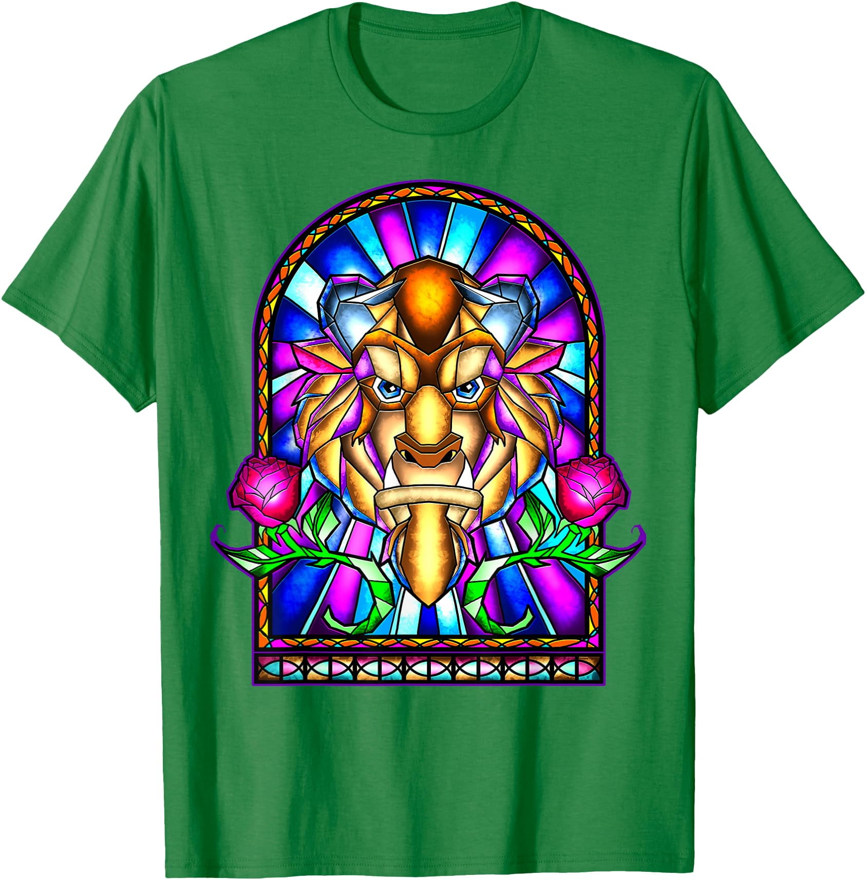 Beauty And The Beast Stained Glass Window DTG Print Unisex T-Shirt ...