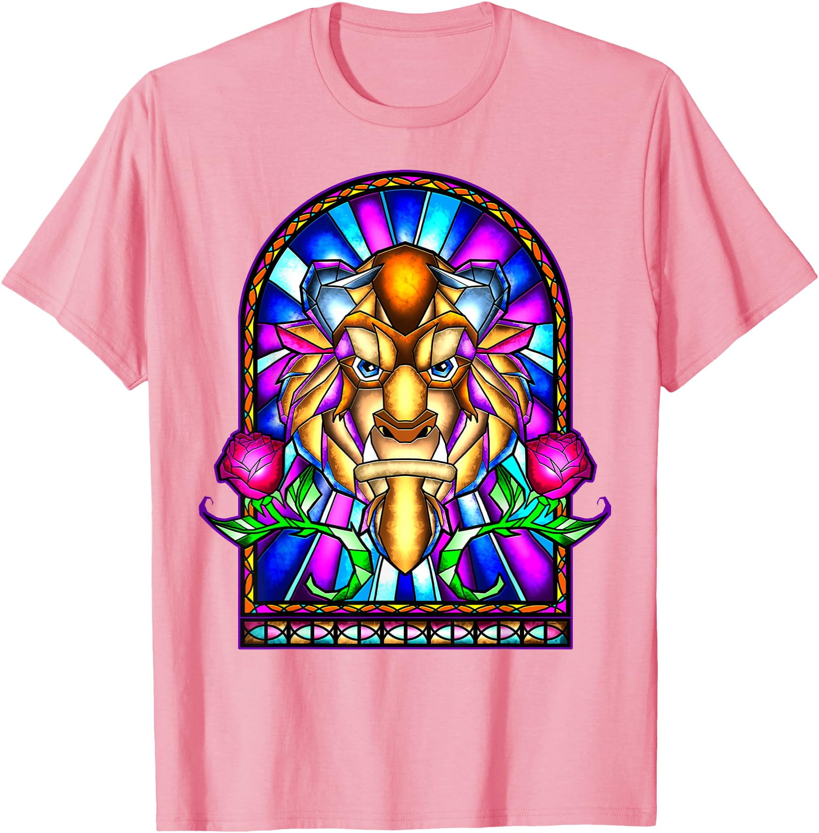 Beauty And The Beast Stained Glass Window DTG Print Unisex T-Shirt ...