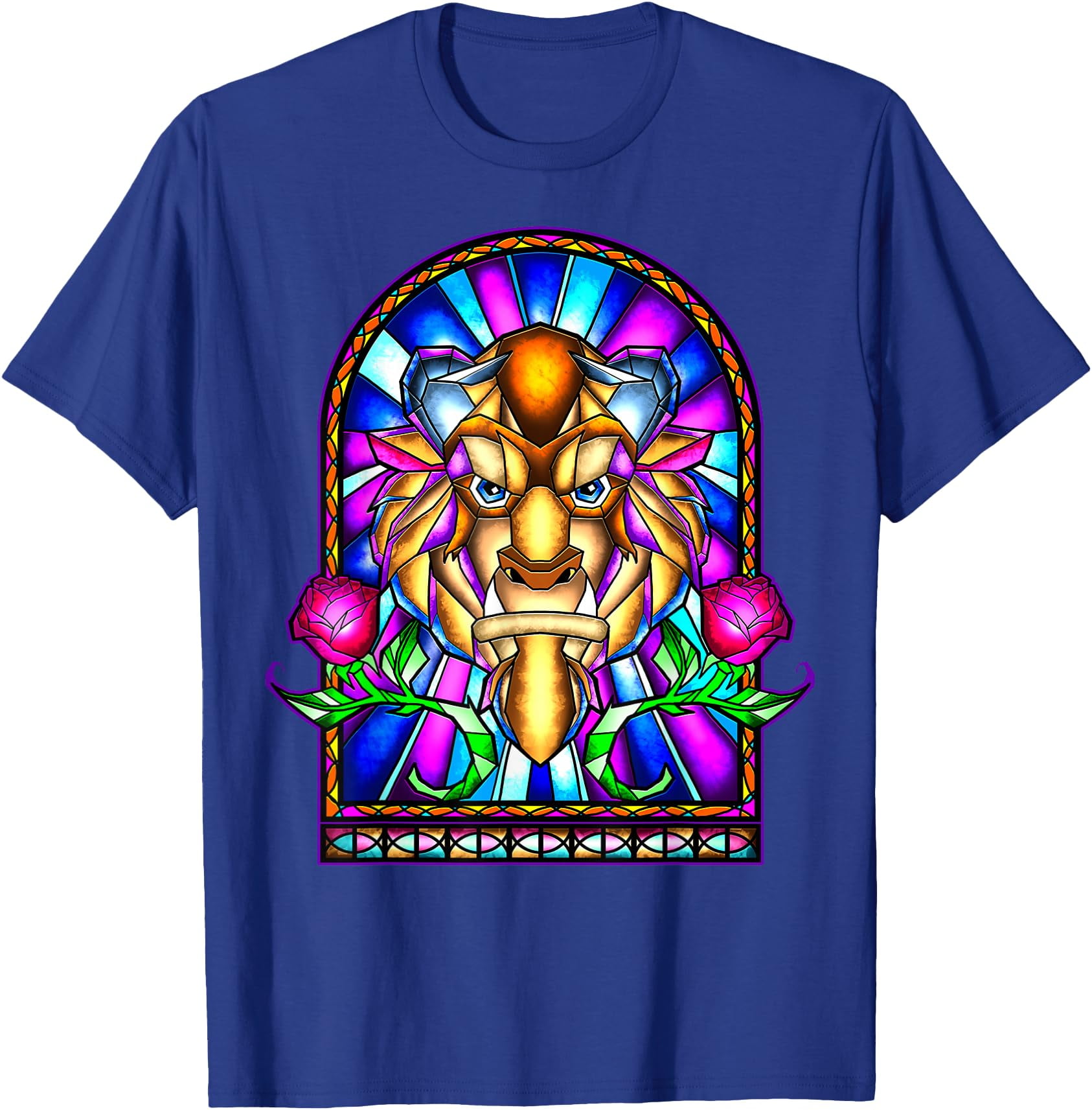 Beauty And The Beast Stained Glass Window DTG Print Unisex T-Shirt ...