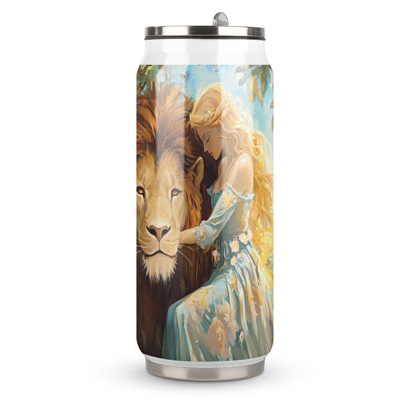 Beauty And The Lion Beast Coffee Tavel Tumblers with Lid and Straw ...