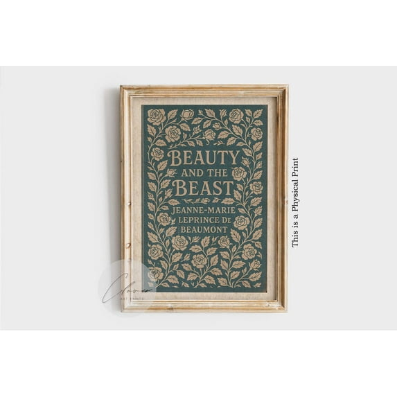 Beauty And The Beast Book Cover, Vintage Fairy Tale Wall Art, Classic ...