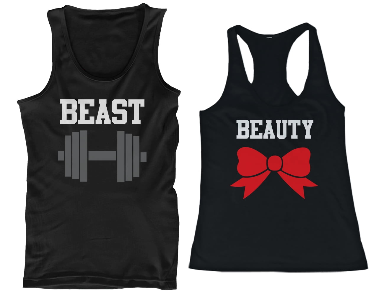 Beauty Beast Couple Tank Tops Funny Mtaching Work out Tanks For Couples ...