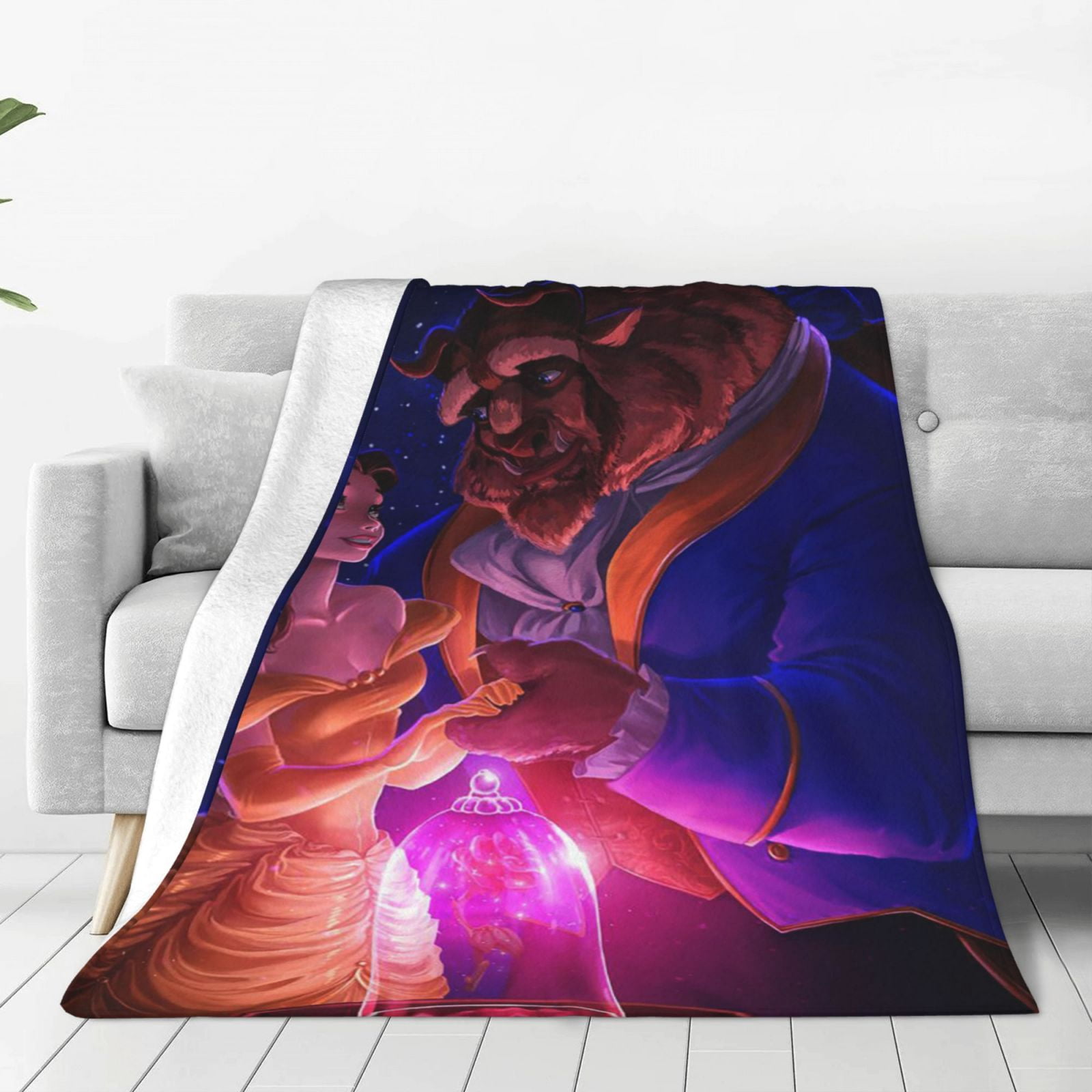 Beauty And The Beast Fleece Blanket Super Soft Cozy Throw Blanket Fuzzy ...