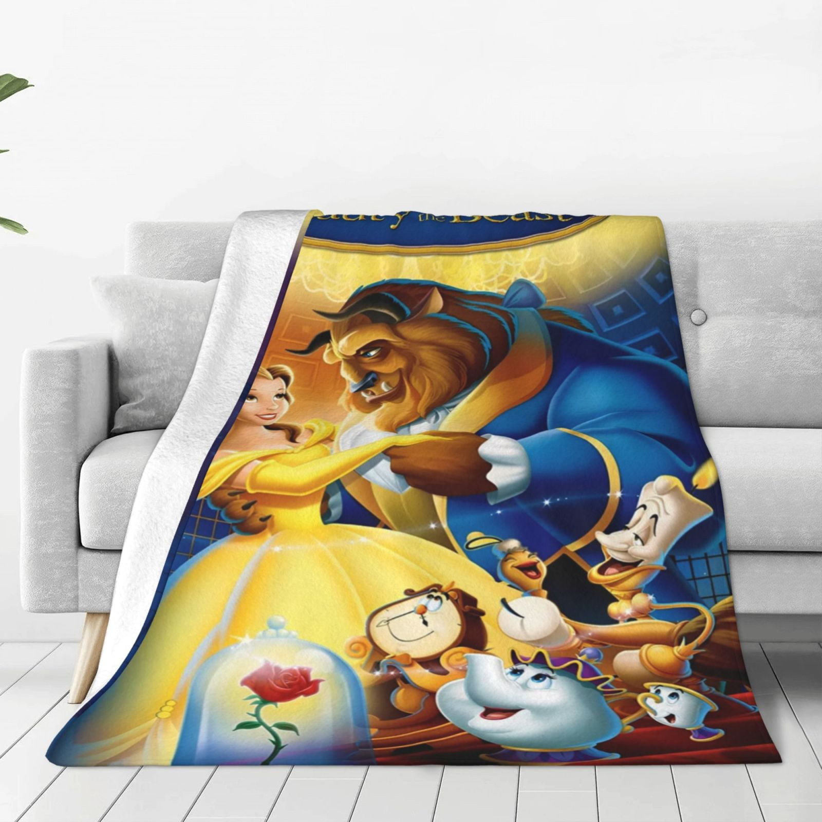 Beauty And The Beast Fleece Blanket Super Soft Cozy Throw Blanket Fuzzy Comfy Flannel Blanket ...