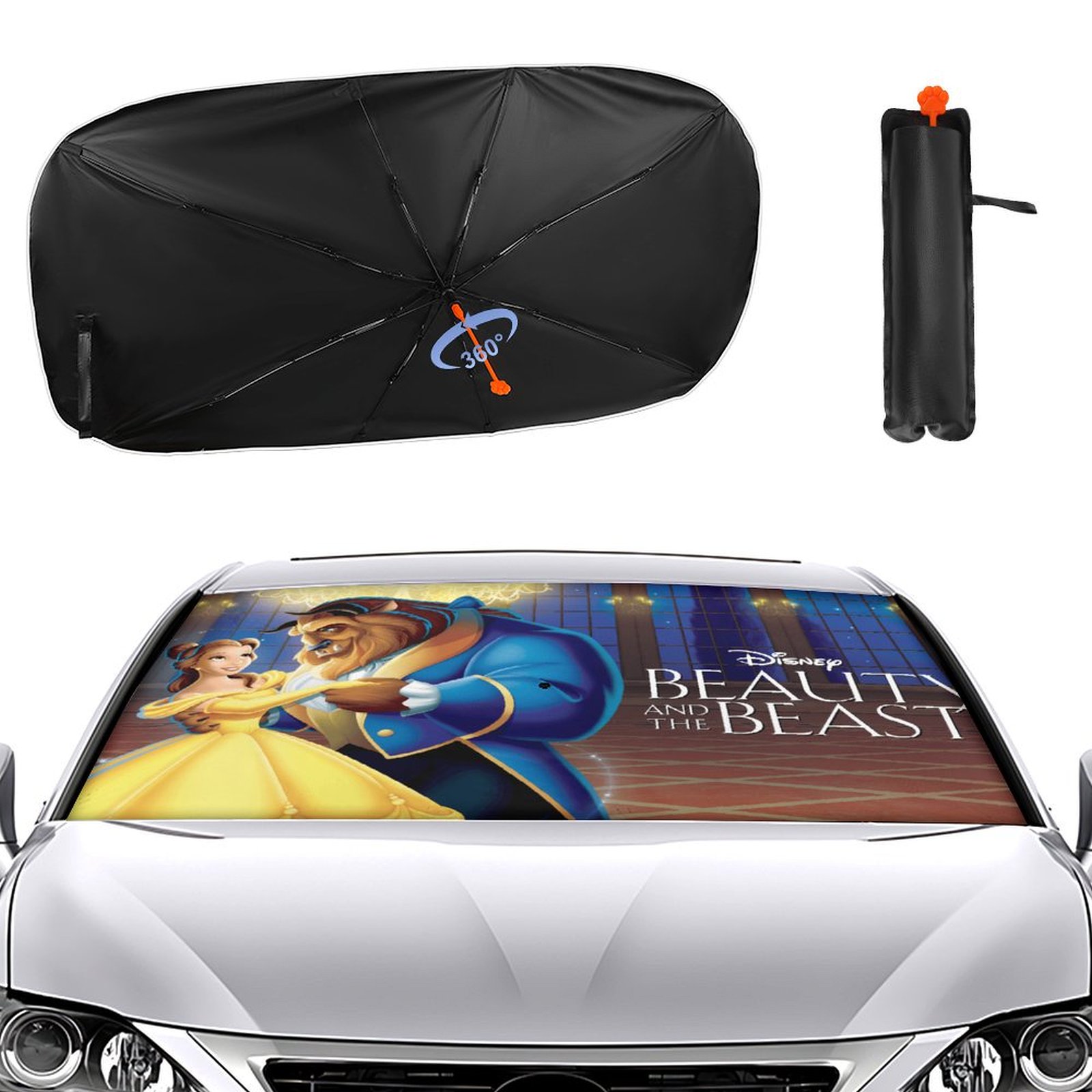 Beauty And The Beast Windshield Sun Shade Umbrella - Foldable Car ...