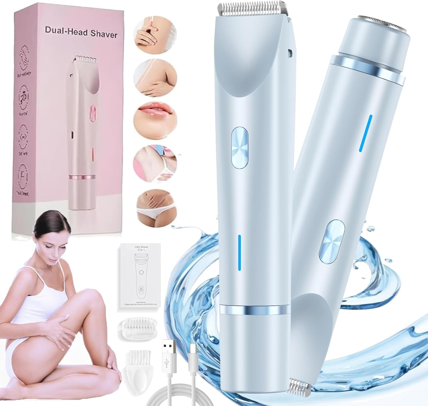 Beauty Bloom Electric Razor - Beauty Bloom 2.0, Bliss and Bloom Razor, IPX7 Waterproof Wet and ...