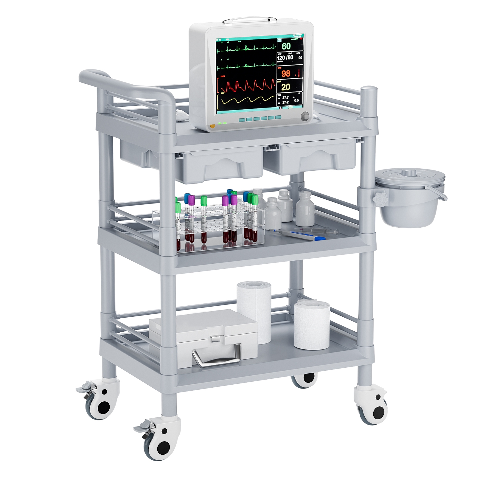 Beauty Cart, Beauty Instrument Trolley, Moveable Trolley Cart with 2 ...