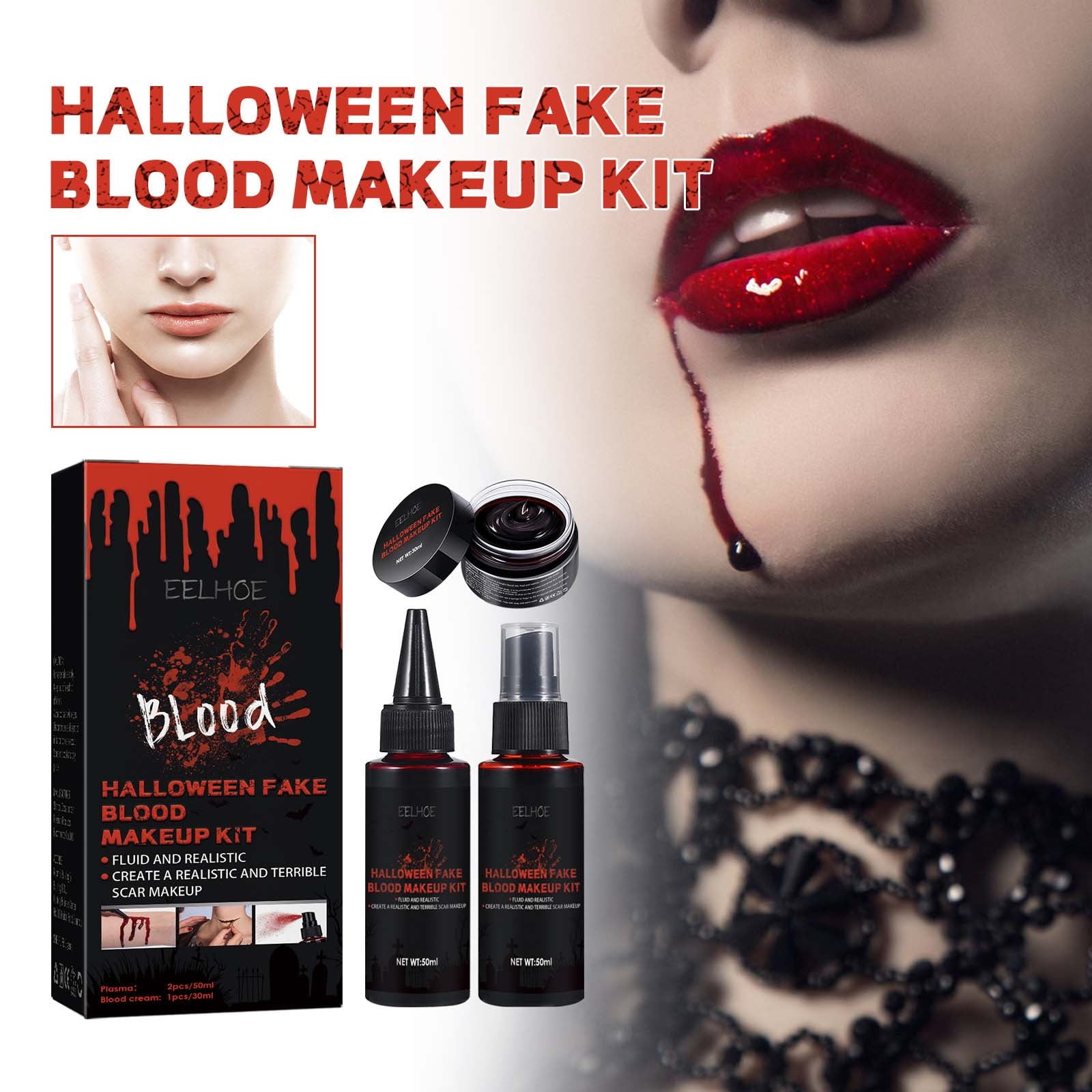 Beauty Clearance Under $10 Halloween Fake Makeup Set With Terrifying ...