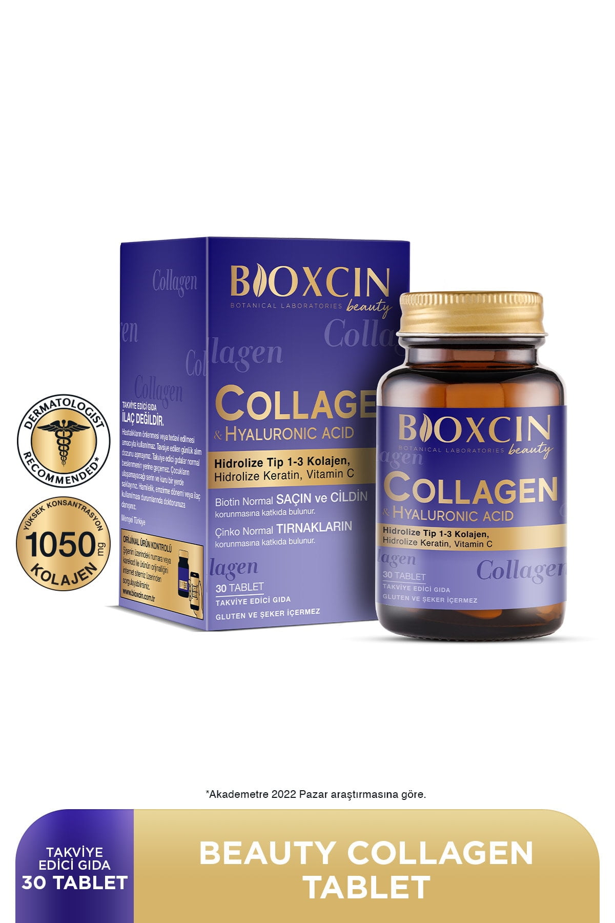 Bioxcin Beauty Collagen 30 Tablet - Type1 Type 3 Hydrolyized Collagen 8680512630845 - Walmart.com