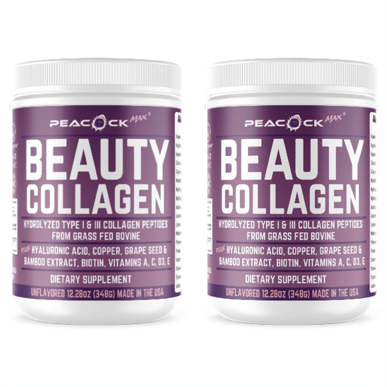 Beauty Collagen Protein Powder Hydrolyzed Type I, III Peptides Grass ...