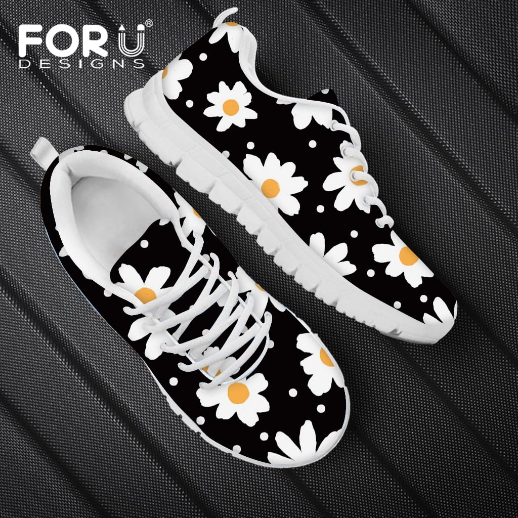 Beauty Daisy White Floral Printing Women Flat Shoes Brand Design Female ...