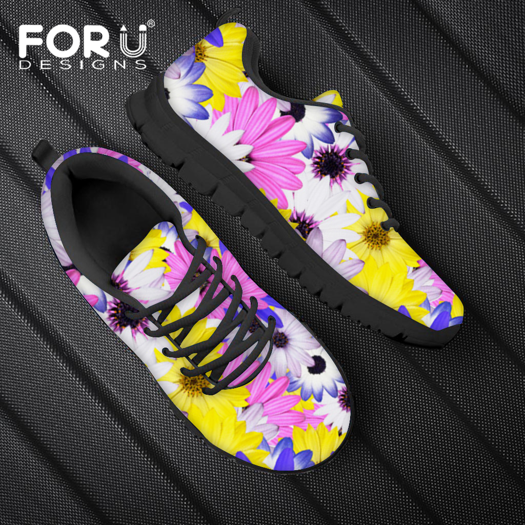 Beauty Daisy White Floral Printing Women Flat Shoes Brand Design Female ...