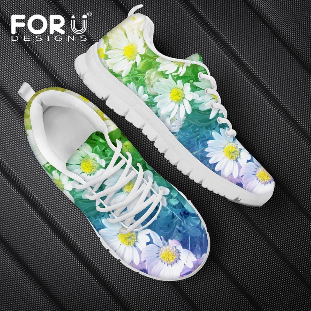 Beauty Daisy White Floral Printing Women Flat Shoes Brand Design Female ...