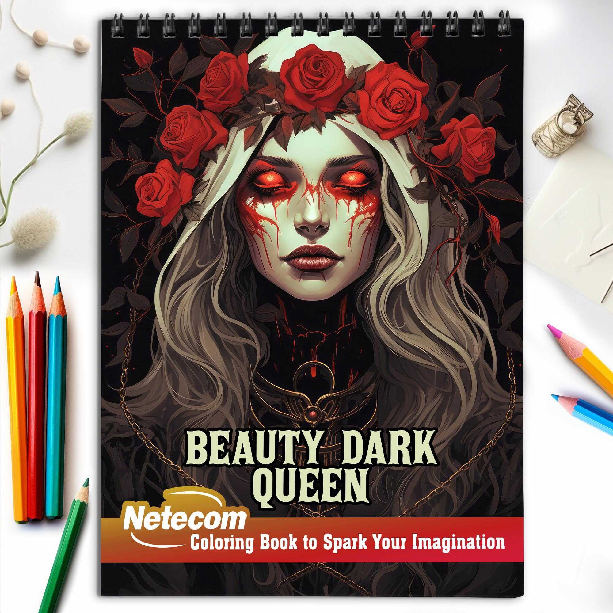 Beauty Dark Queen Spiral Bound Coloring Book, Celebrate the Artistic ...