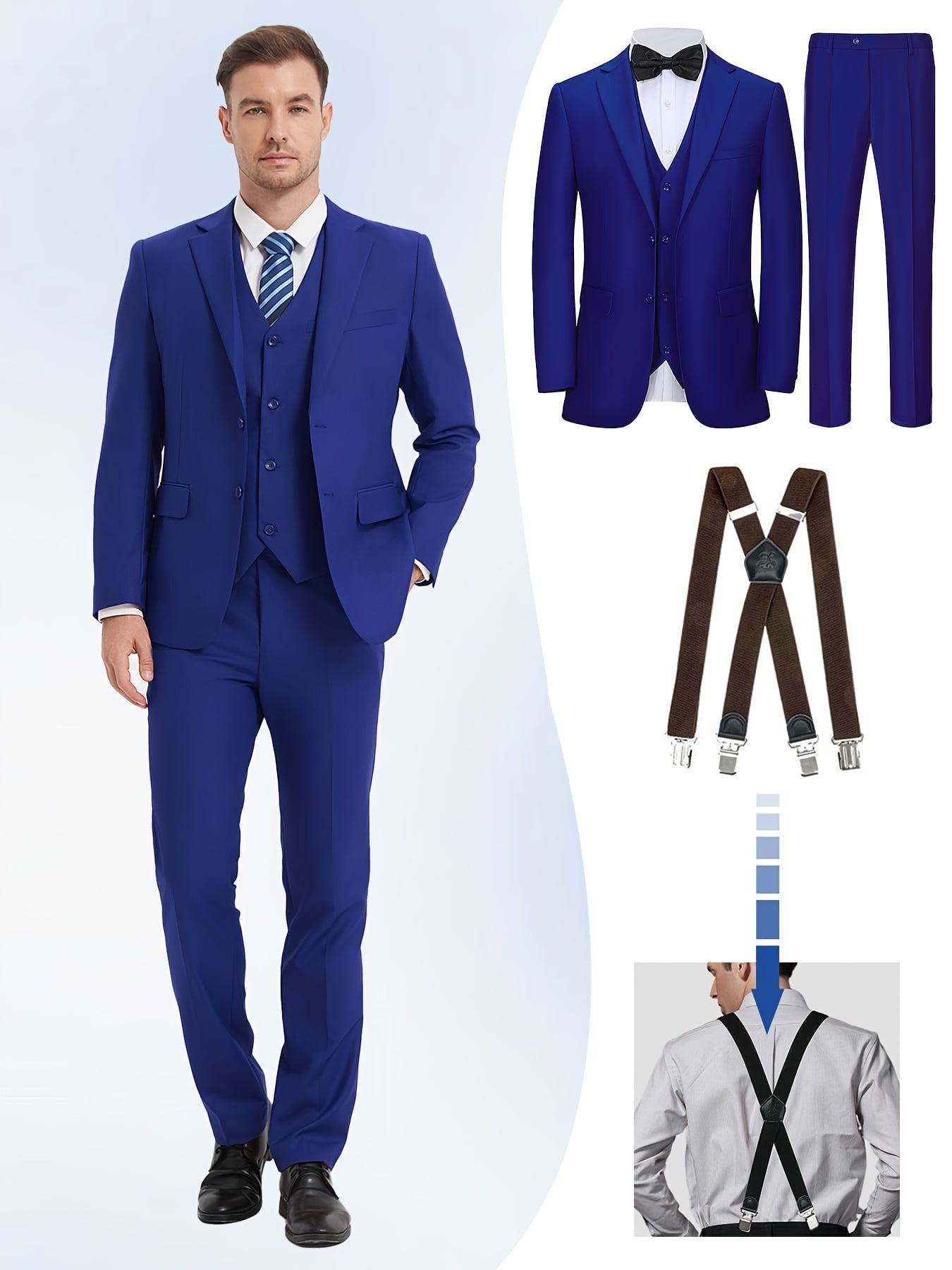 Beauty-Emily Men's 4-Piece Classic Suit Set with Jacket, Vest, Pants ...