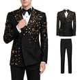 Beauty-Emily Men's Double Breasted Suit Set, Gold Foil Metallic Print ...