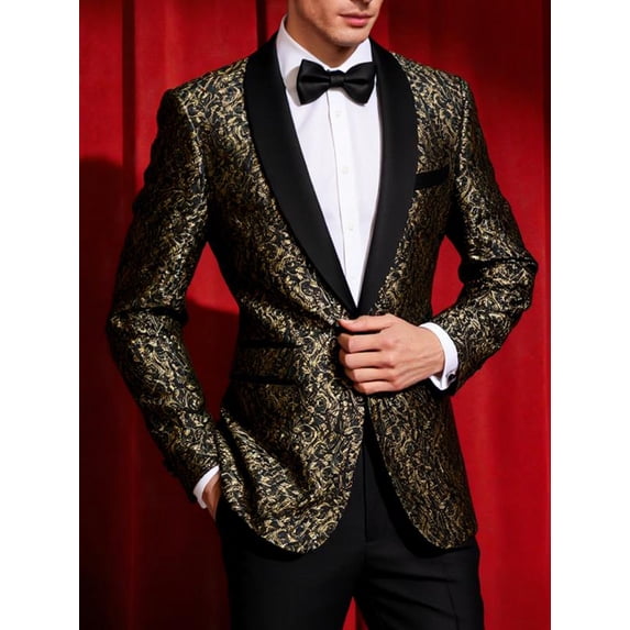 Beauty-Emily Men's Luxury Printed Evening Suit Set with Shawl Collar ...