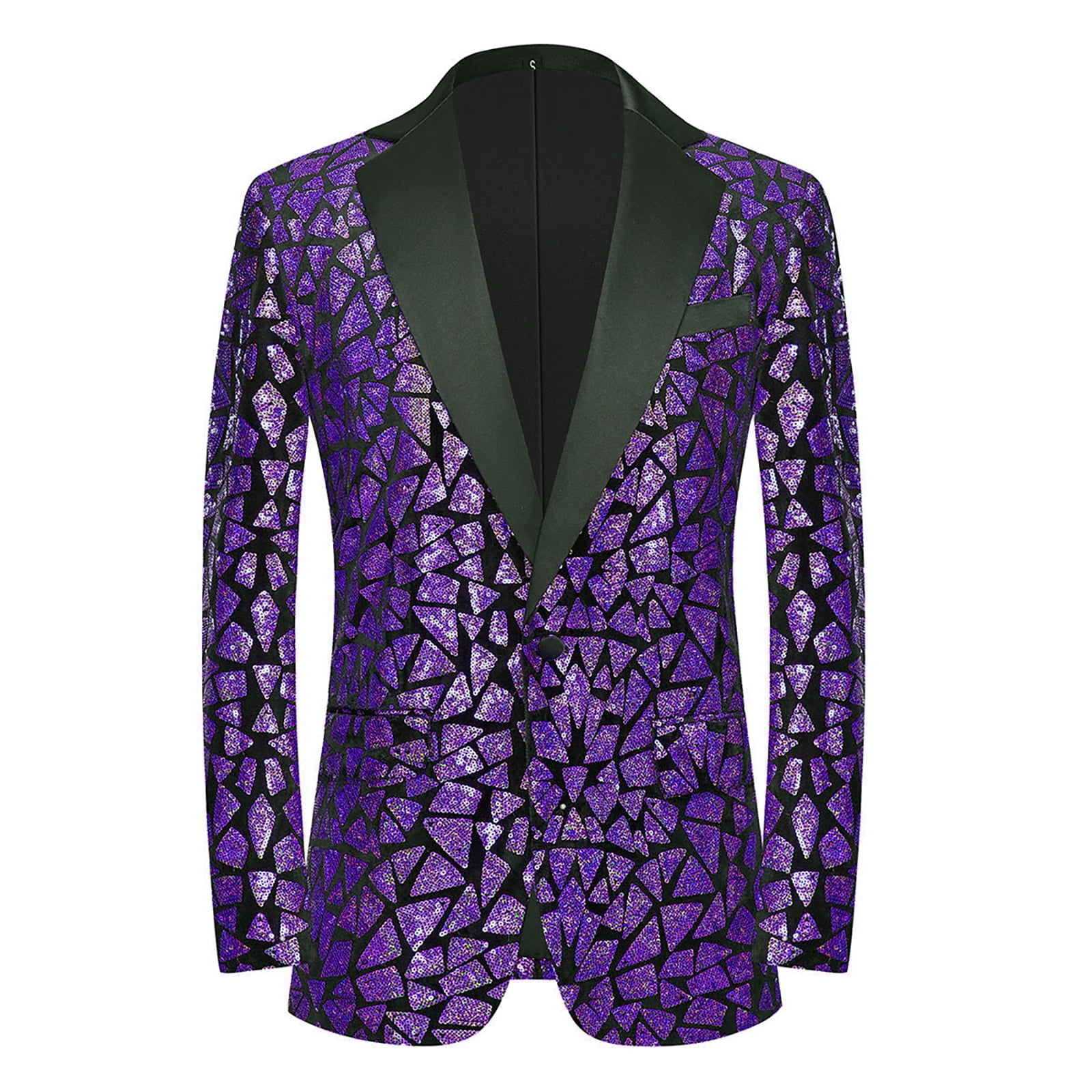 Beauty-Emily Men's Suit Jacket Triangle Sequin Evening Banquet ...