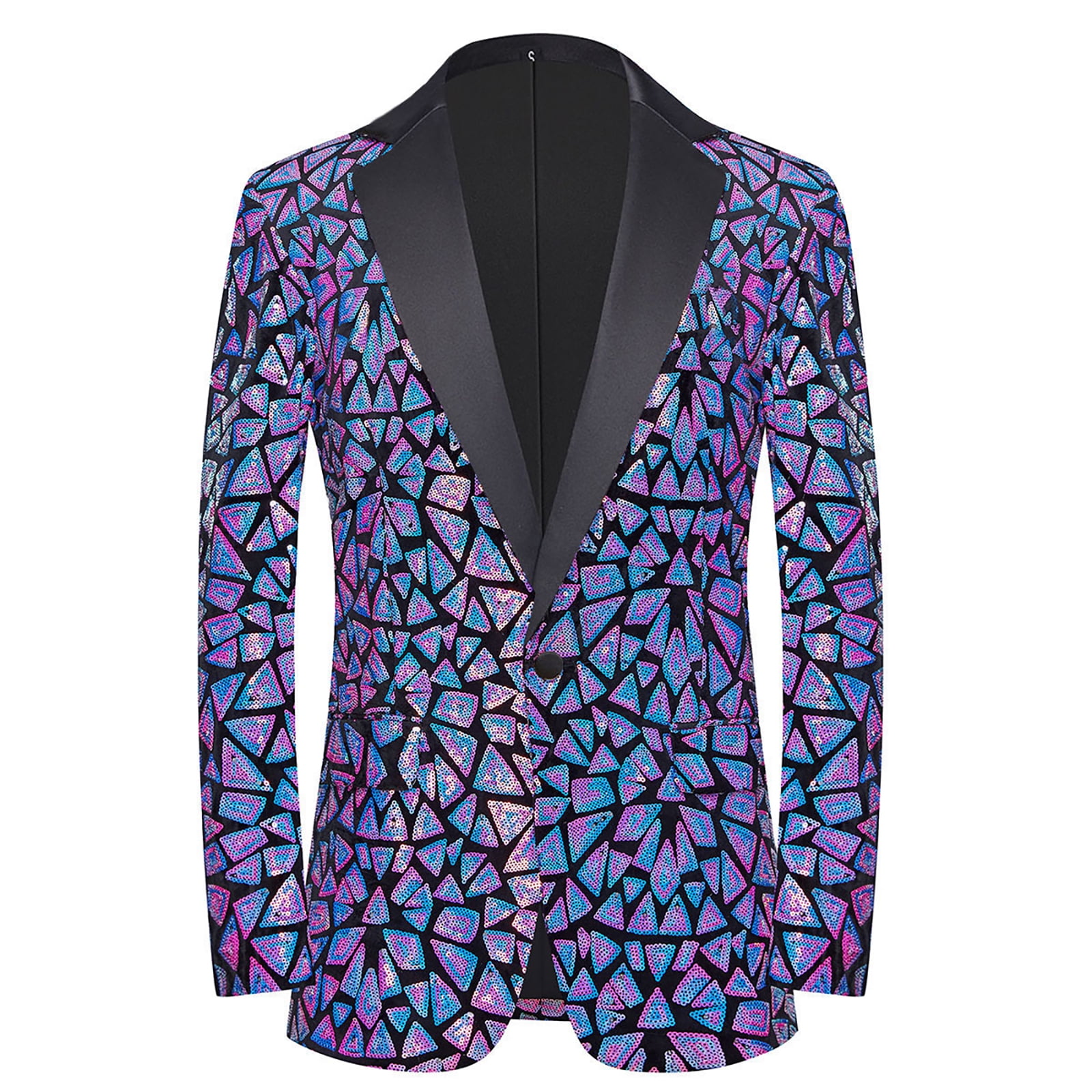 Beauty-Emily Men's Suit Jacket Triangle Sequin Evening Banquet ...