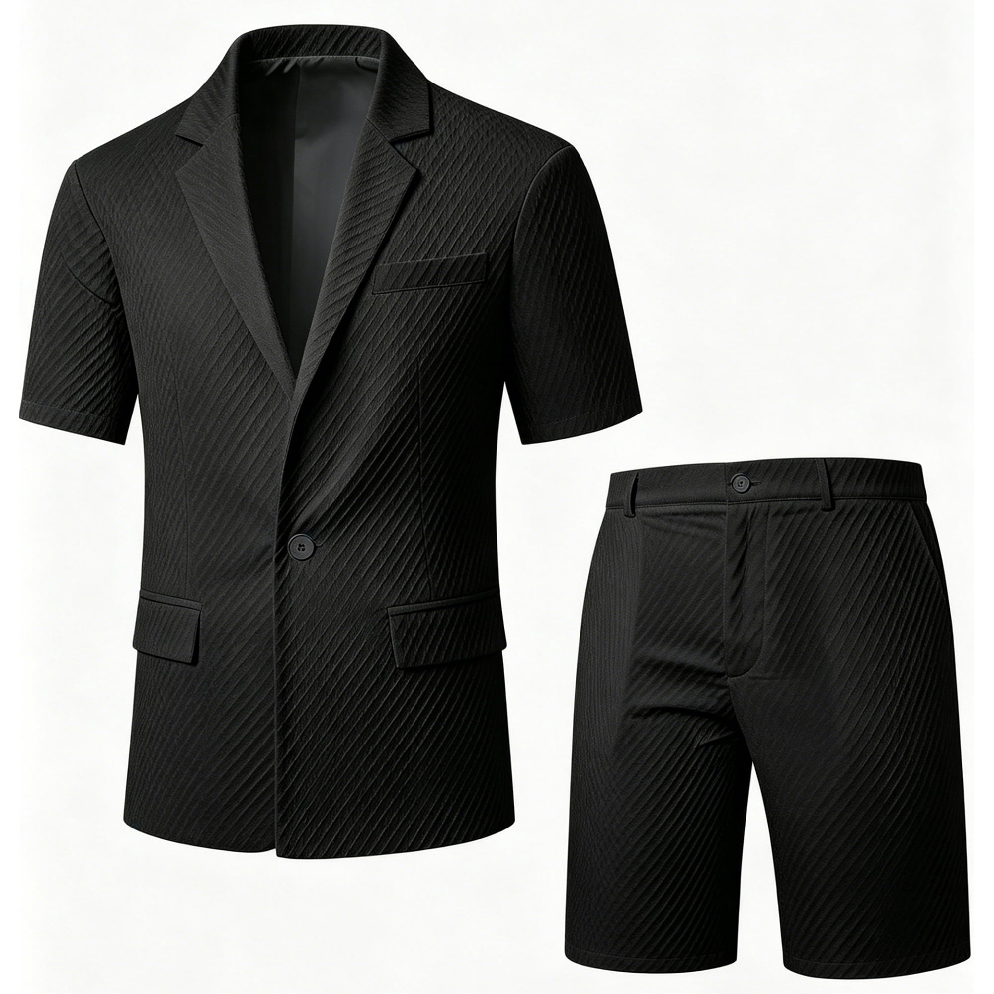 Beauty-Emily Men’s Summer 2-Piece Suit Set, Short Sleeve Blazer ...