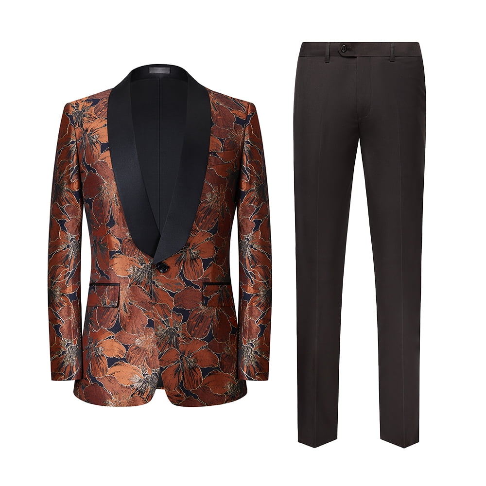 Beauty-Emily Mens 2 Piece Fit Suit Set, One Button Suit Jacket Formal ...