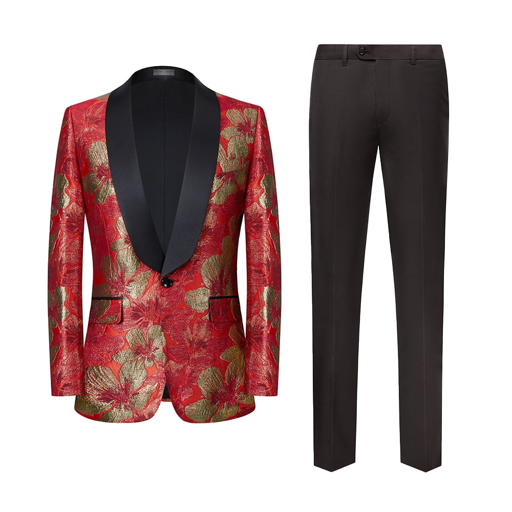 Beauty-Emily Mens 2 Piece Fit Suit Set, One Button Suit Jacket Formal ...