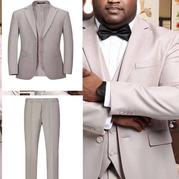Beauty-Emily Plus Size Men’s 3 Piece Suit Set, Blazer Vest & Dress ...