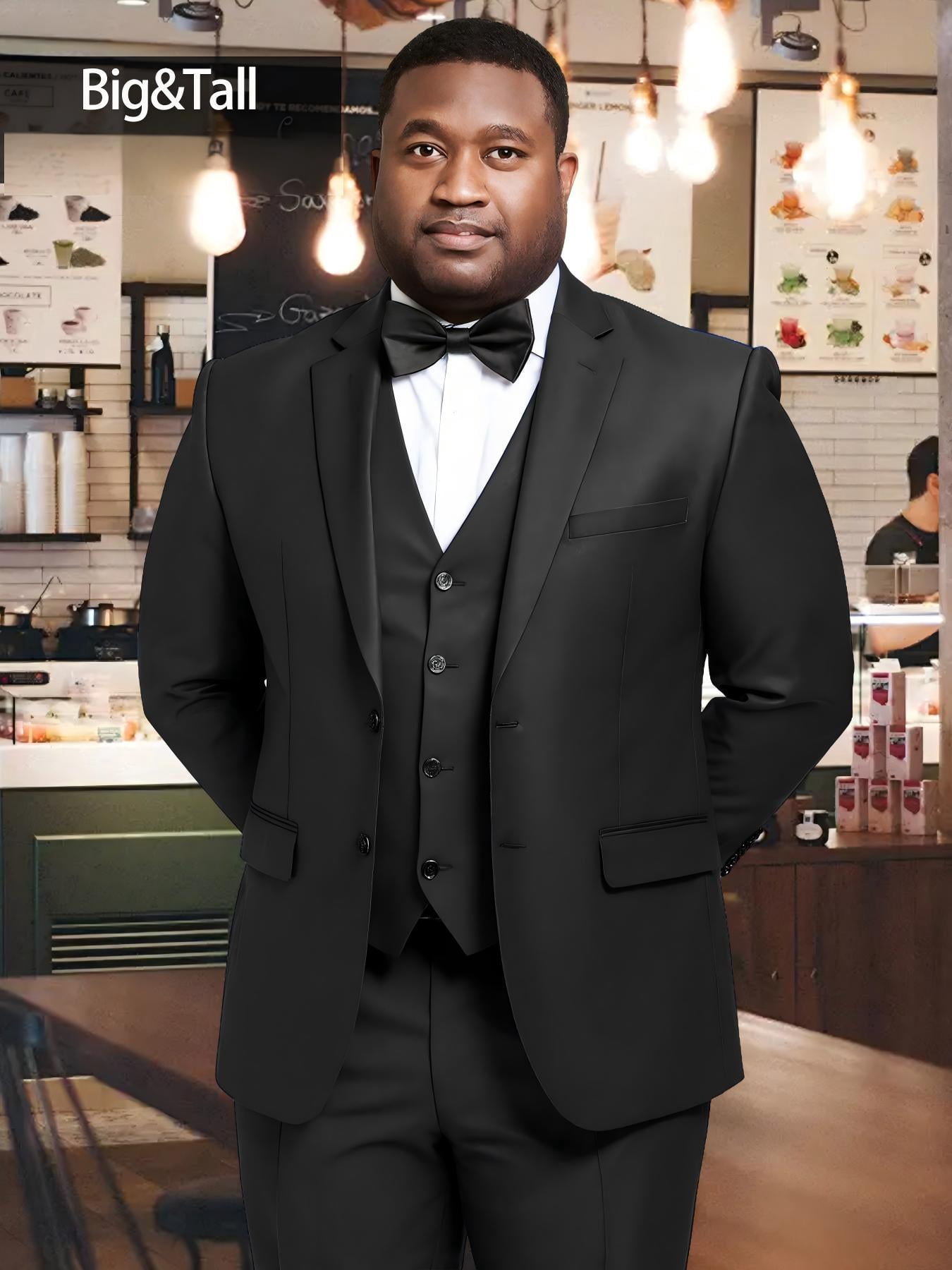 Beauty-Emily Plus Size Men’s 3 Piece Suit Set Blazer Vest Pants ...