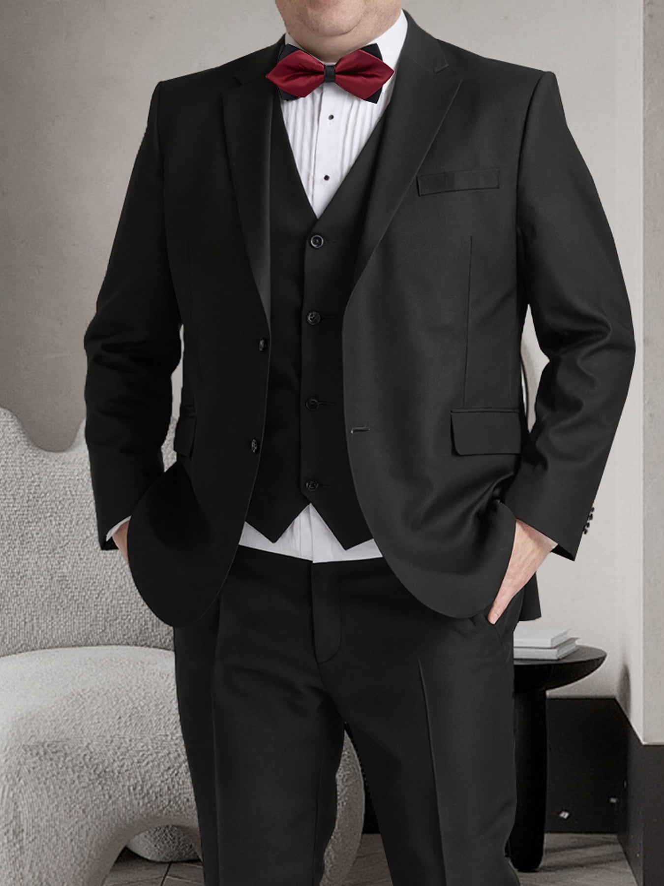 Beauty-Emily Plus Size Men’s 3 Piece Suit Set Blazer Vest Pants Lapel ...