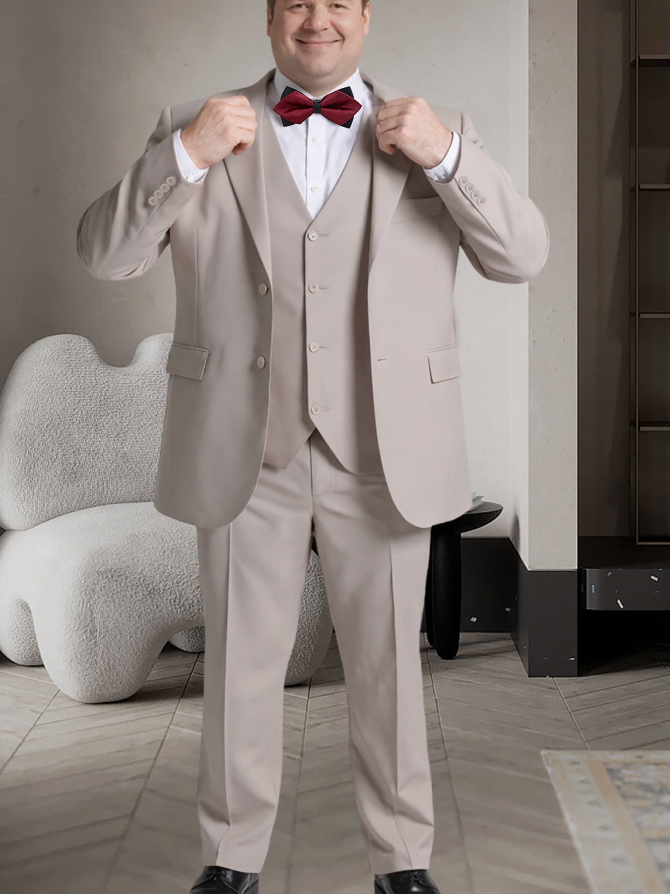 Beauty-Emily Plus Size Men’s 3 Piece Suit Set Blazer Vest Pants Two ...