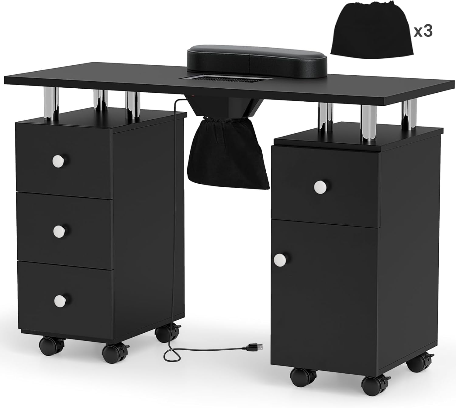 Beauty Equipment Nail Table Workstation With Dust Collector And Arm ...