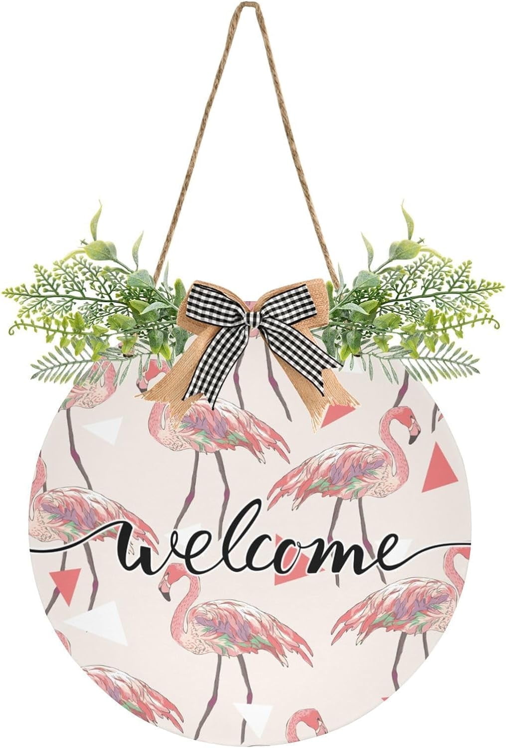 Beauty Flamingo Welcome Sign Farmhouse Front Porch Door Hanging Welcome ...