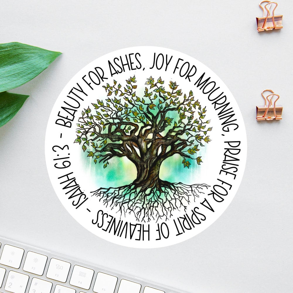 Beauty For Ashes Sticker, Bible Verse Sticker, Bible Sticker, Tree Of ...