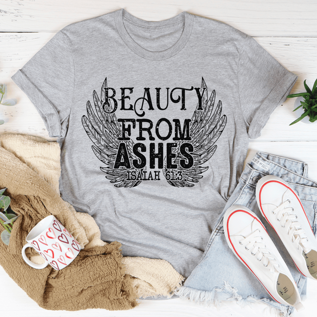Beauty From Ashes Isaiah 61 3 Tee Black Heather S Peachy Sunday T-Shirt ...