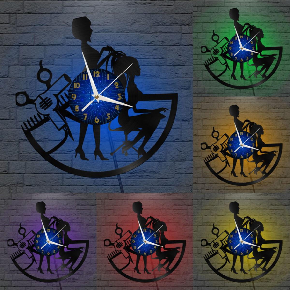 Beauty Hair Stylist 12 Inch Vinyl Record Wall Clock - Silent, Creative ...