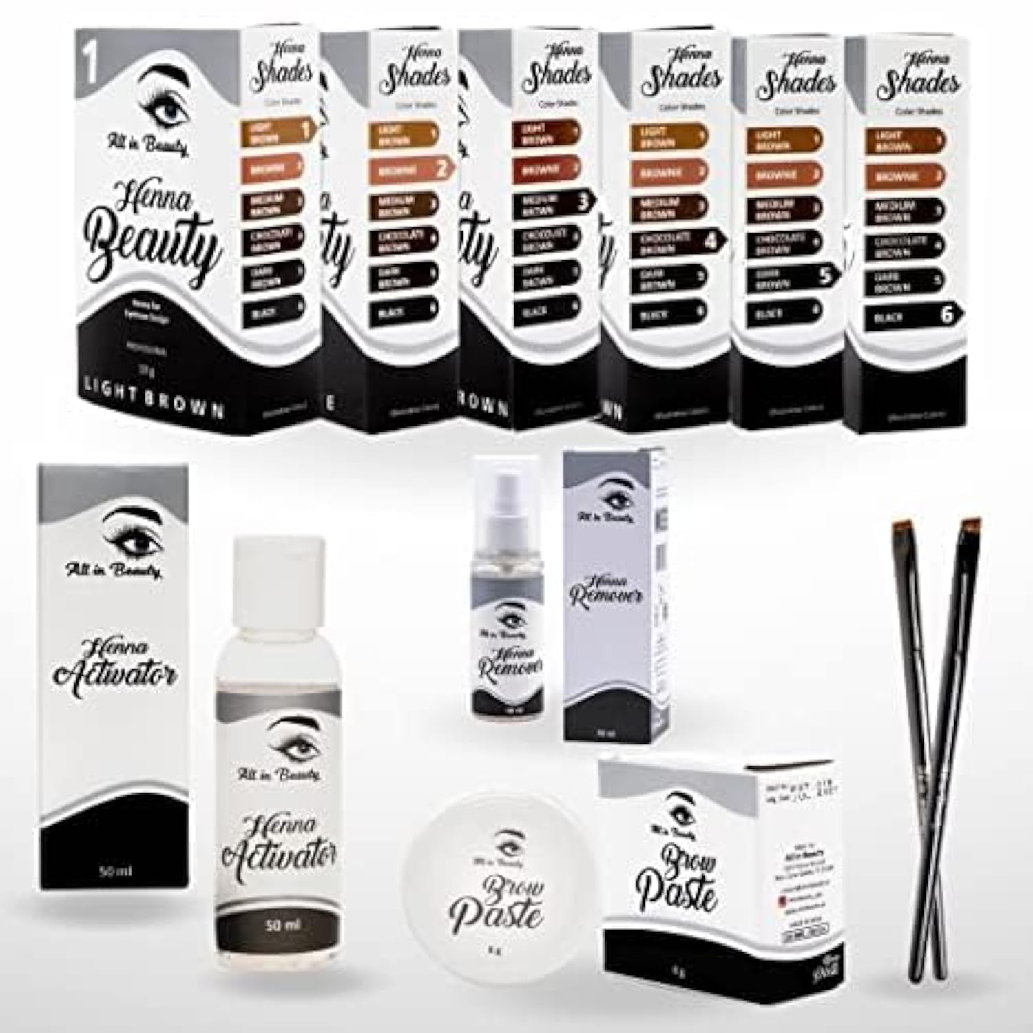 All in Beauty Henna Starter Eyebrow Coloring Kit, Eyebrows Henna Bundle ...