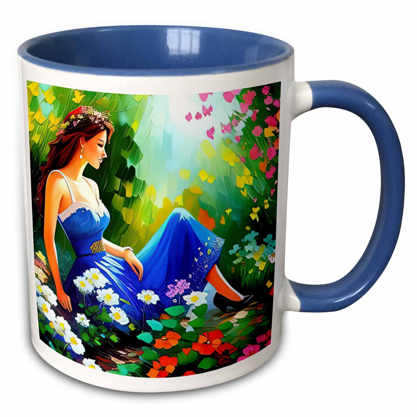 3drose, Beauty in Blue Dress Dreams in the Secret Corner of the Flower ...