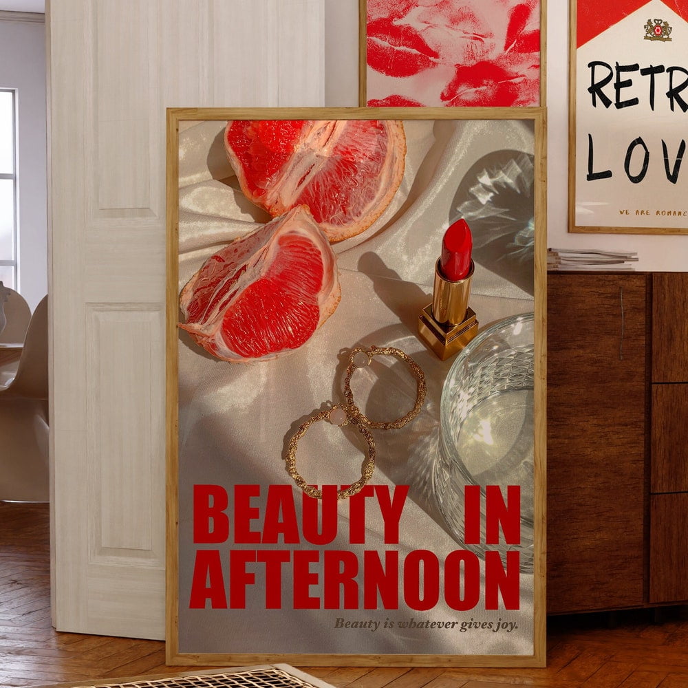 Beauty Magazine Poster, 70S Wall Print, Red Wall Art, Bedroom Wall Art ...